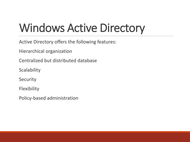Active Directory | PPTX | Operating Systems | Computer Software and Applications