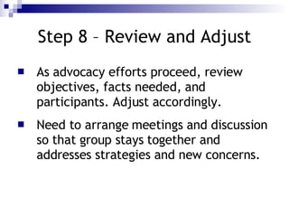 8 Key Steps In Advocacy | PPT