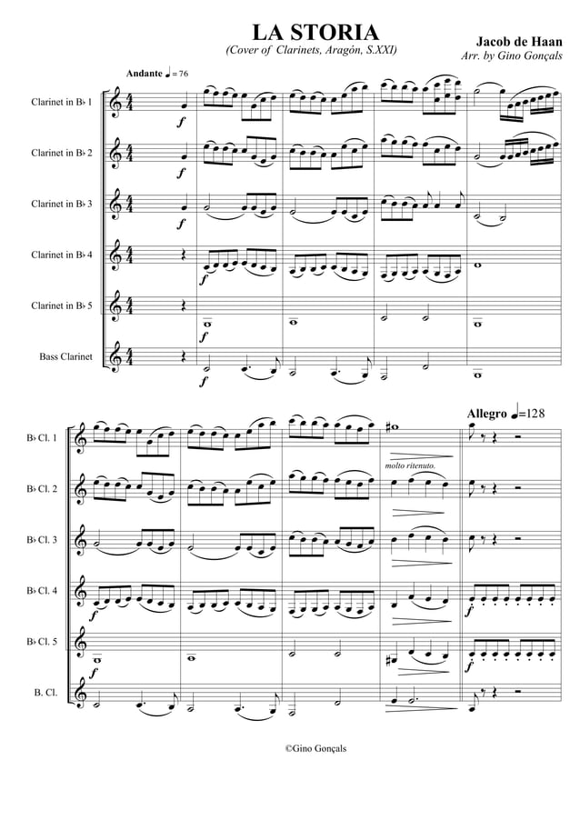 La Storia - Jacob de Haan - Set of Clarinets | PDF