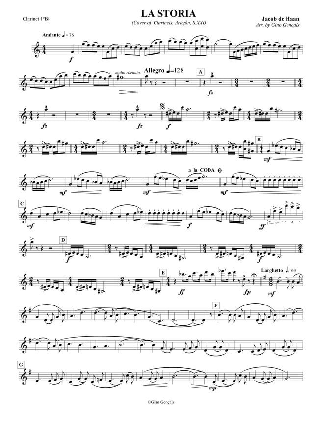 La Storia - Jacob de Haan - Set of Clarinets | PDF