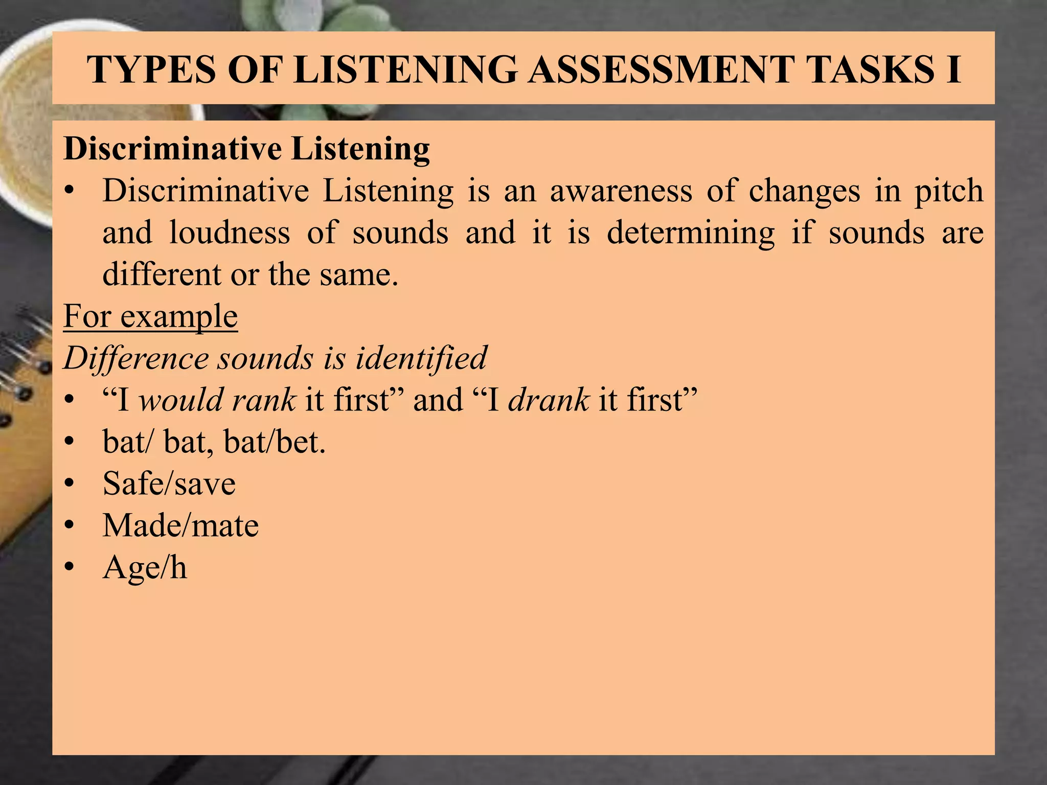 ASSESSMENT: LISTENING COMPREHENSION ASSESSMENT | PPT