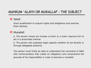 Introduction to Usul Fiqh :mahkum fih + mahkum alayh | PPT