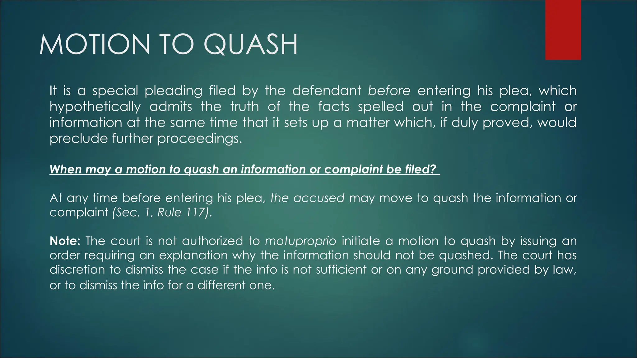 Rules on MOTION-TO-QUASH in the Phils.ppt