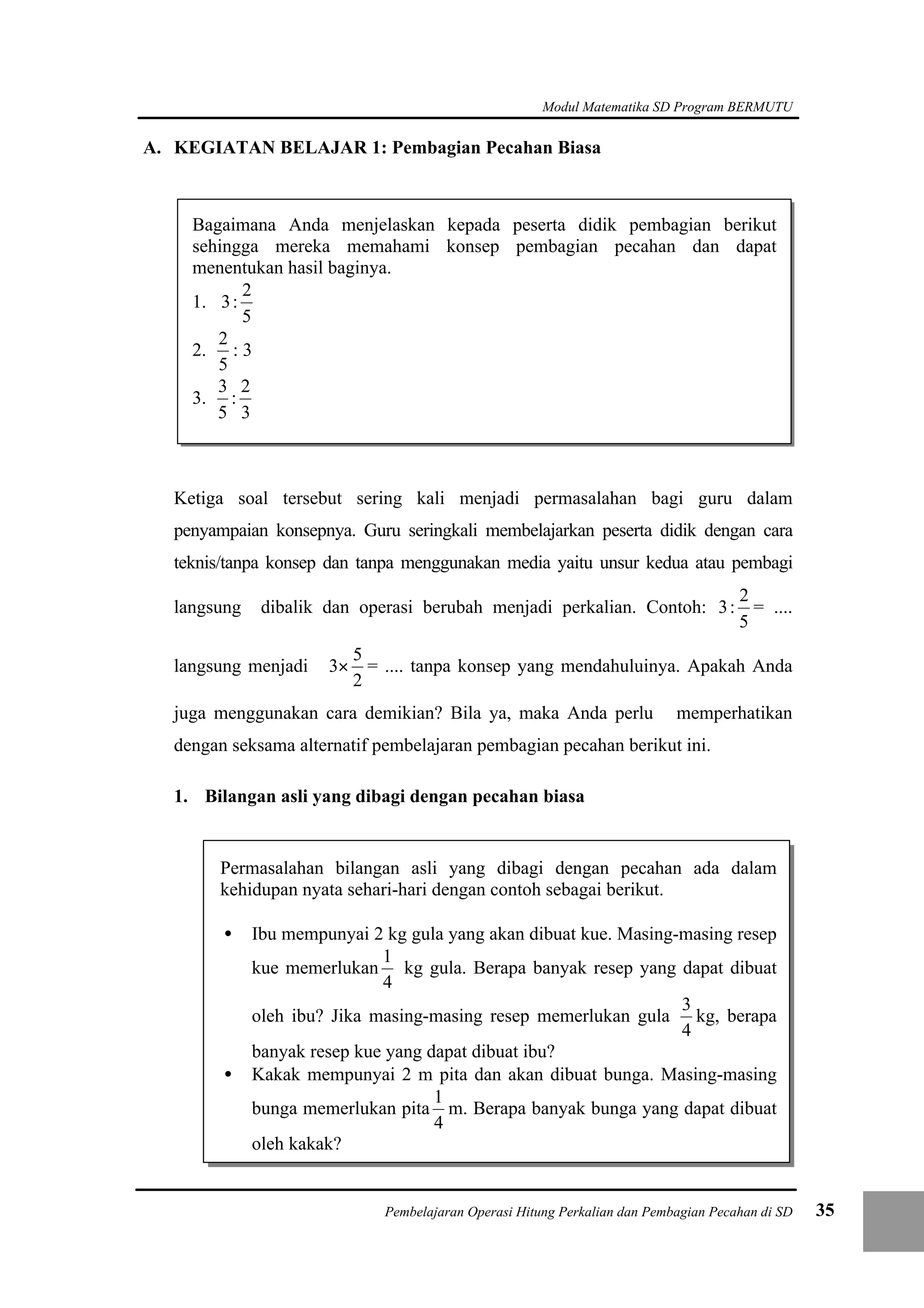 Pembelajaran Operasi Hitung Perkalian & Pembagian Pecahan di SD | PDF