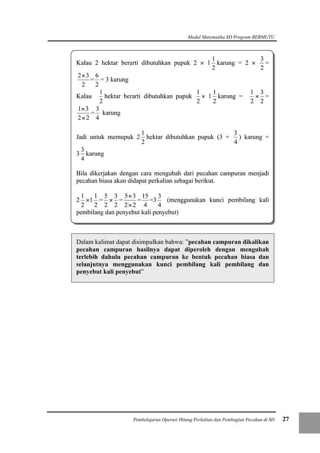 Pembelajaran Operasi Hitung Perkalian & Pembagian Pecahan di SD | PDF