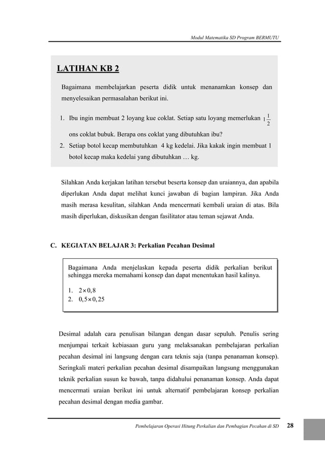 Pembelajaran Operasi Hitung Perkalian & Pembagian Pecahan di SD | PDF