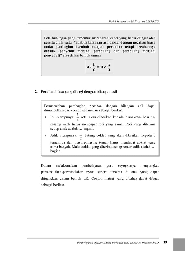 Pembelajaran Operasi Hitung Perkalian & Pembagian Pecahan di SD | PDF