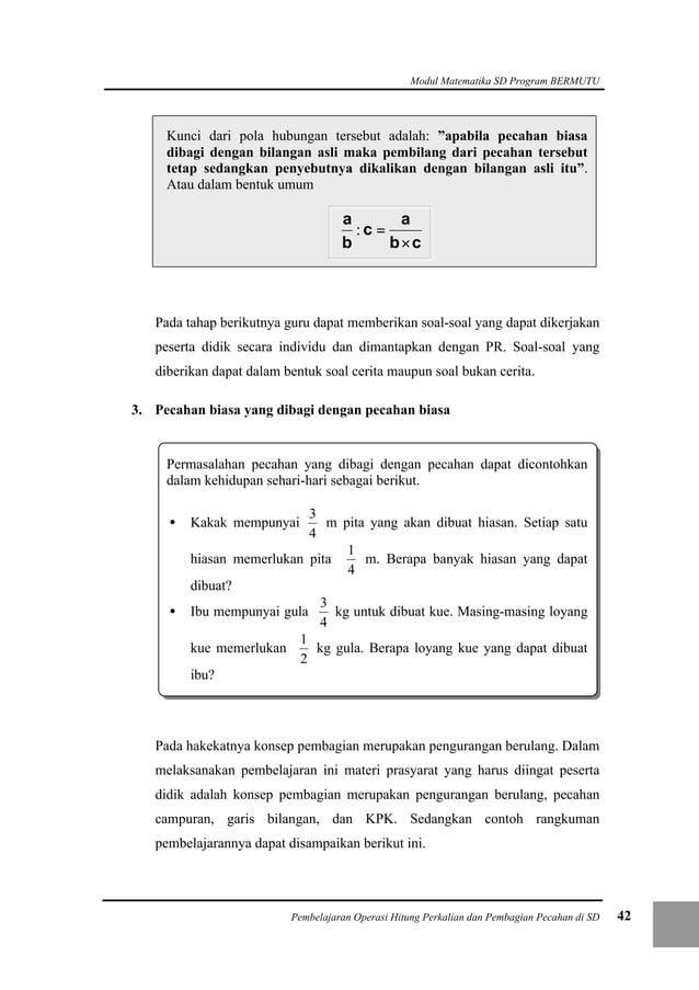 Pembelajaran Operasi Hitung Perkalian & Pembagian Pecahan di SD | PDF