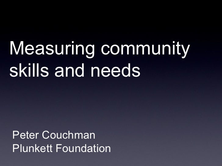 Living Villages 2 - Measuring Community Skills and Needs