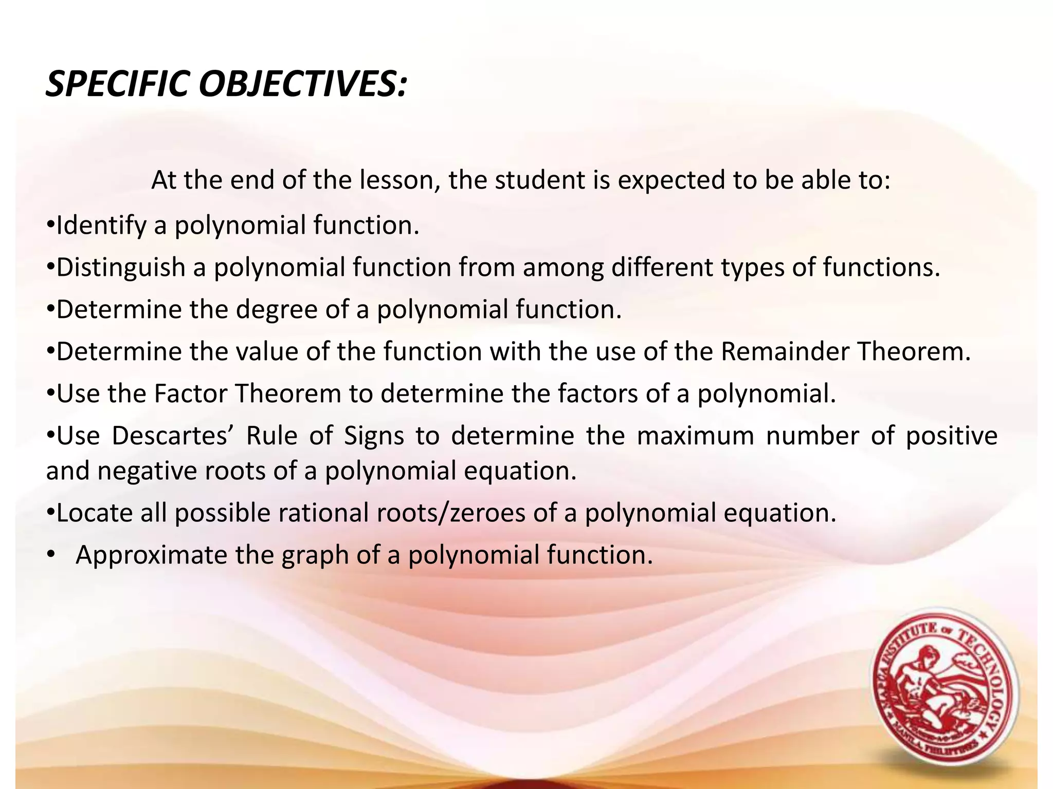 8 polynomial functions | PPT