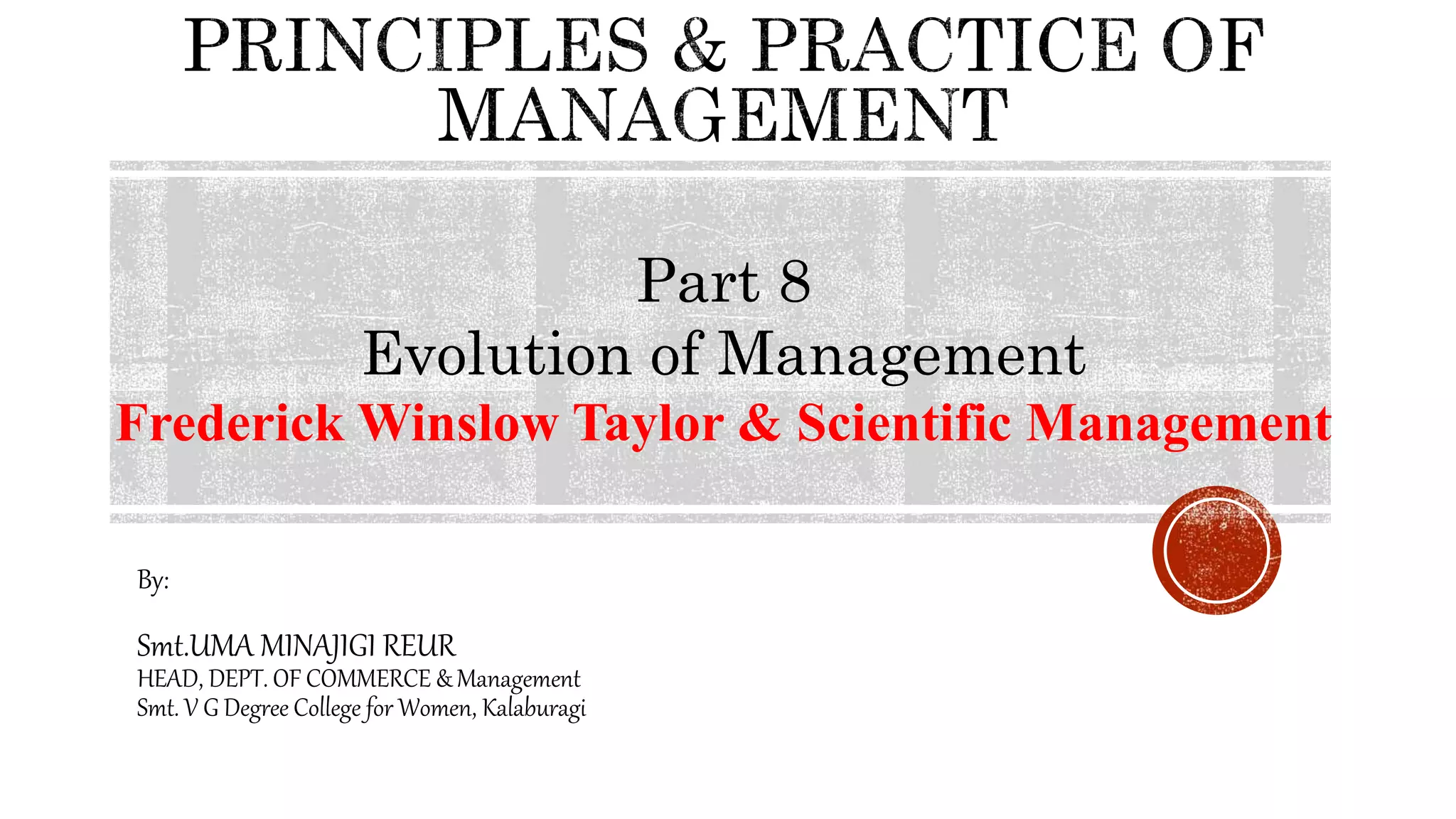 FW Taylor Principles of Scientific Management | PPTX