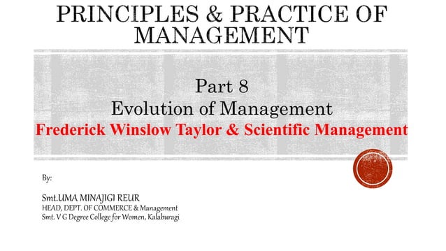FW Taylor Principles of Scientific Management | PPTX