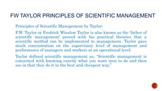 FW Taylor Principles of Scientific Management | PPTX