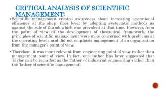 FW Taylor Principles of Scientific Management | PPTX