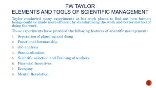 FW Taylor Principles of Scientific Management | PPTX