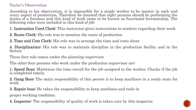 FW Taylor Principles of Scientific Management | PPTX