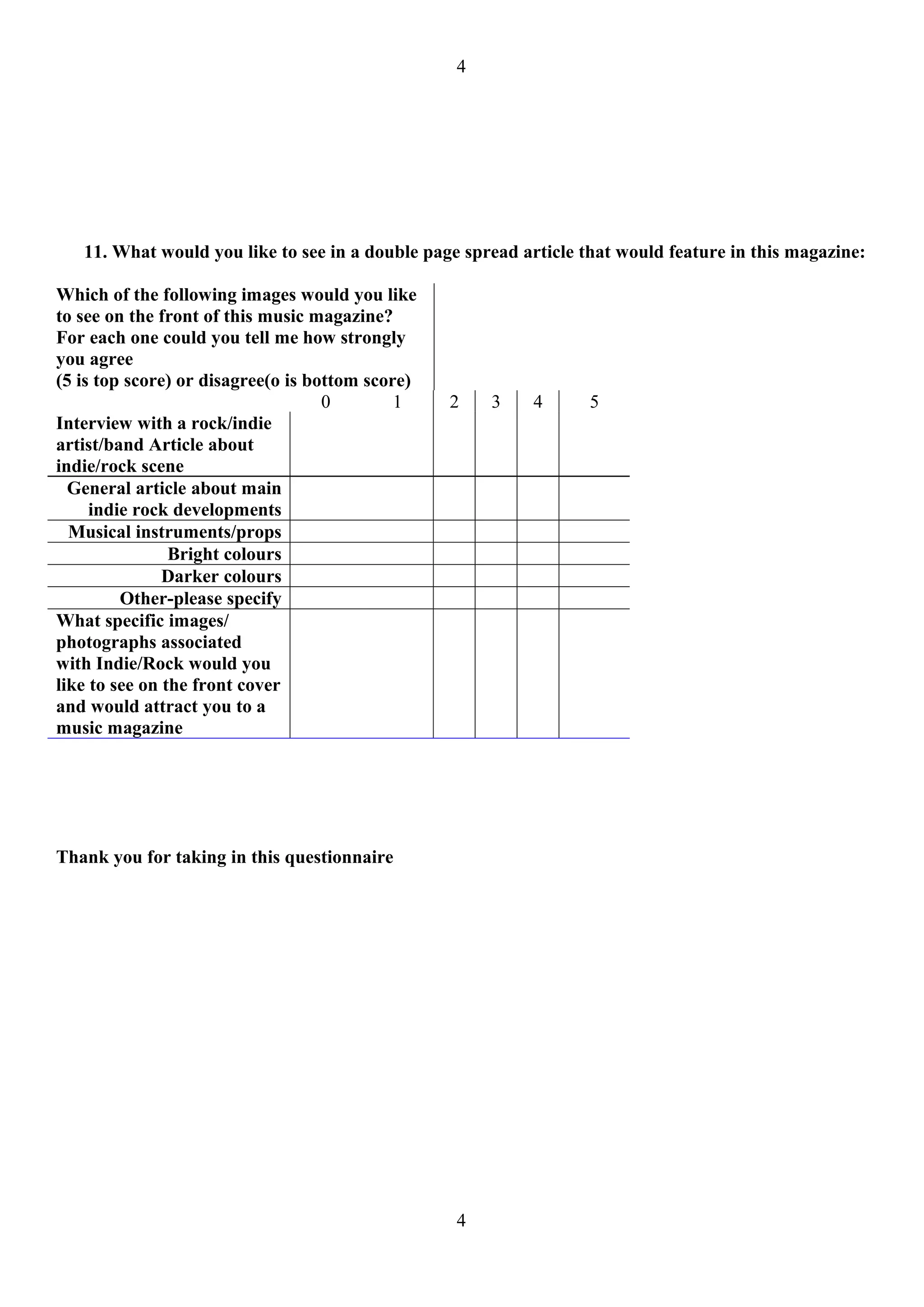 8.questionnaire proforma task 8 | DOC | Album-oriented Rock | Rock Music