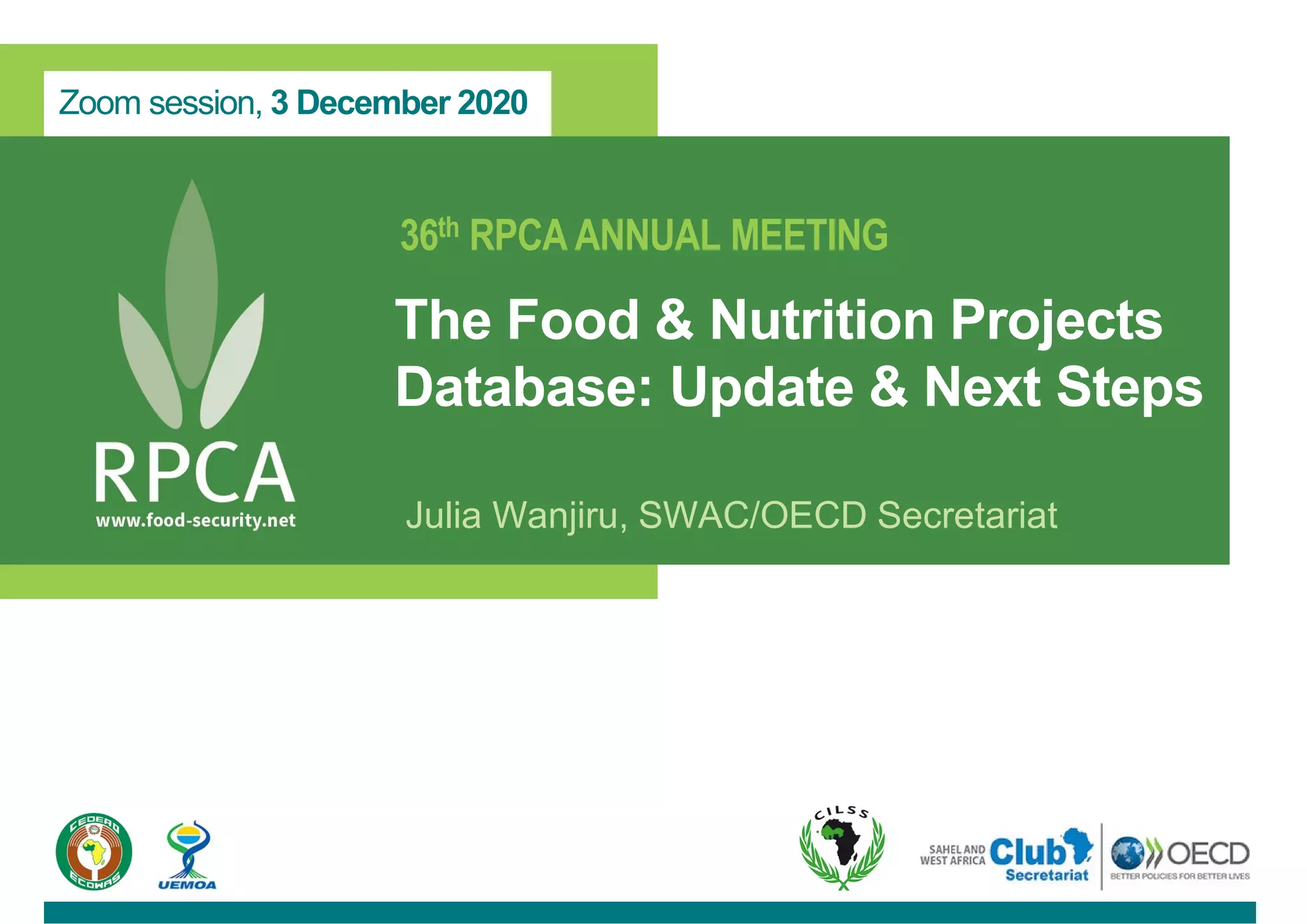 The Food & nutrition projects database: update & next steps | PPT