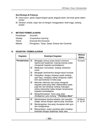 8 rpp sd kelas 1 semester 2 - peristiwa alam | DOCX