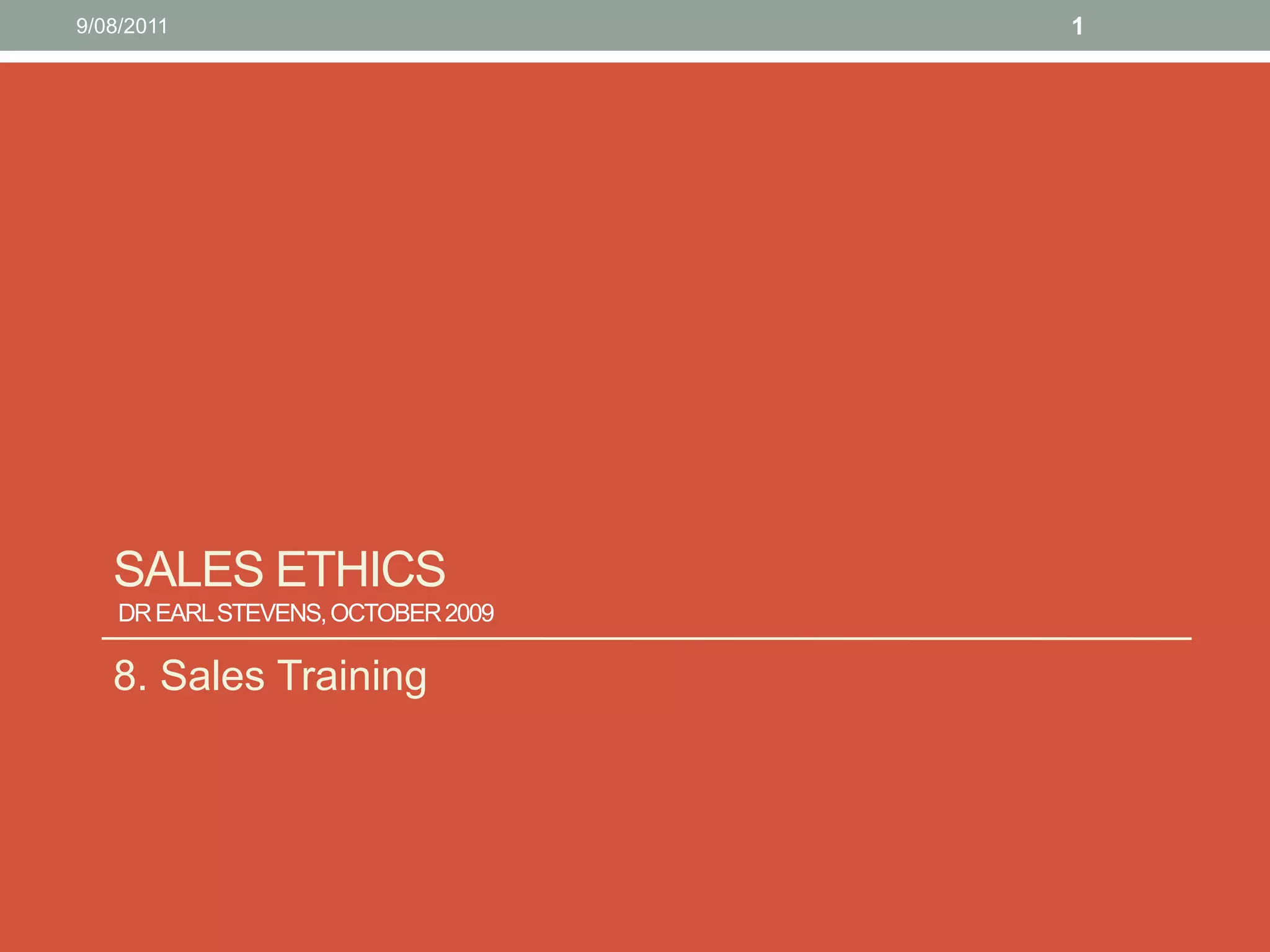 8. sales training sales ethics | PPTX