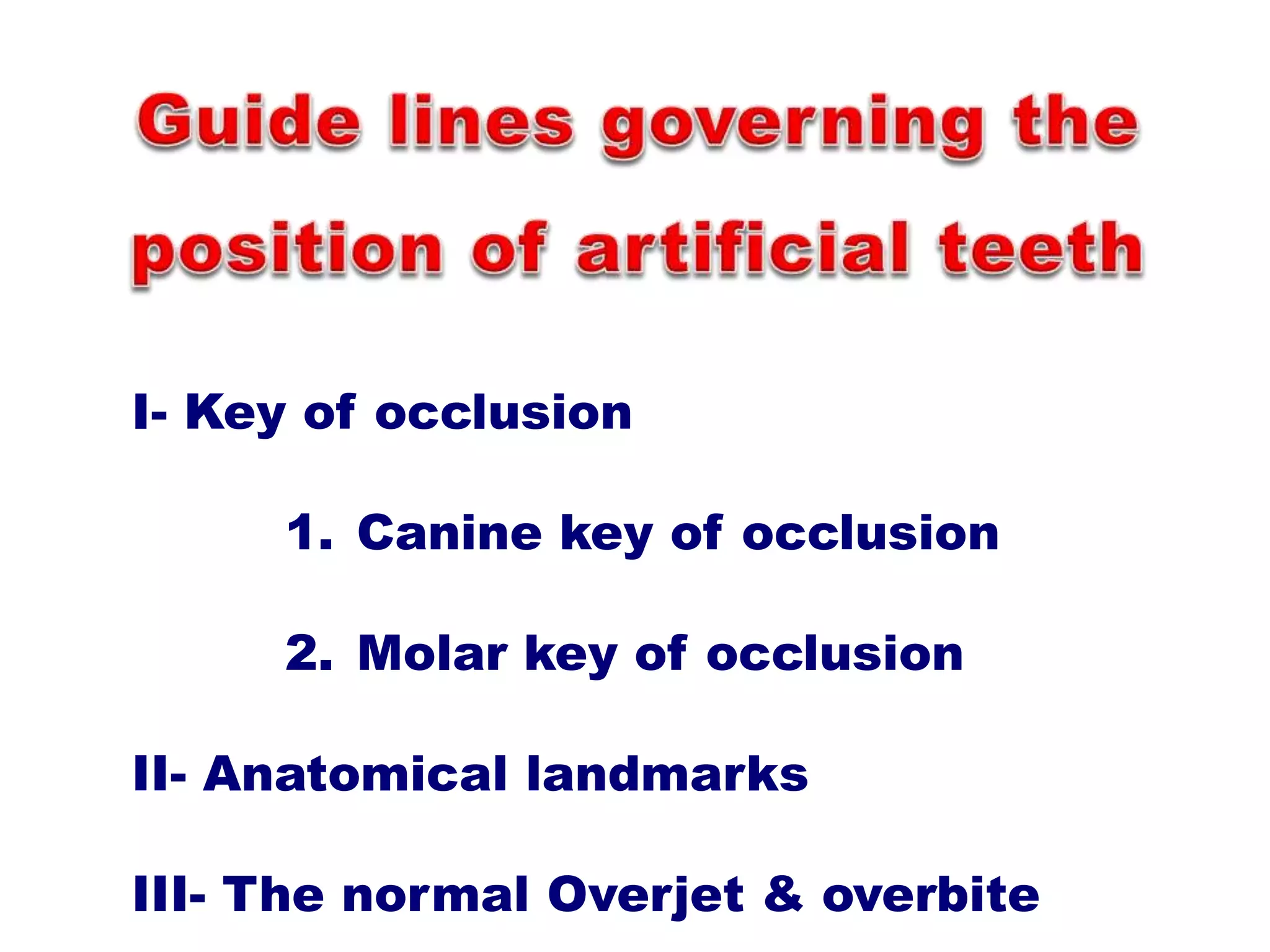8 - setting of teeth for class I, II and II arch relation ship (Edited ...