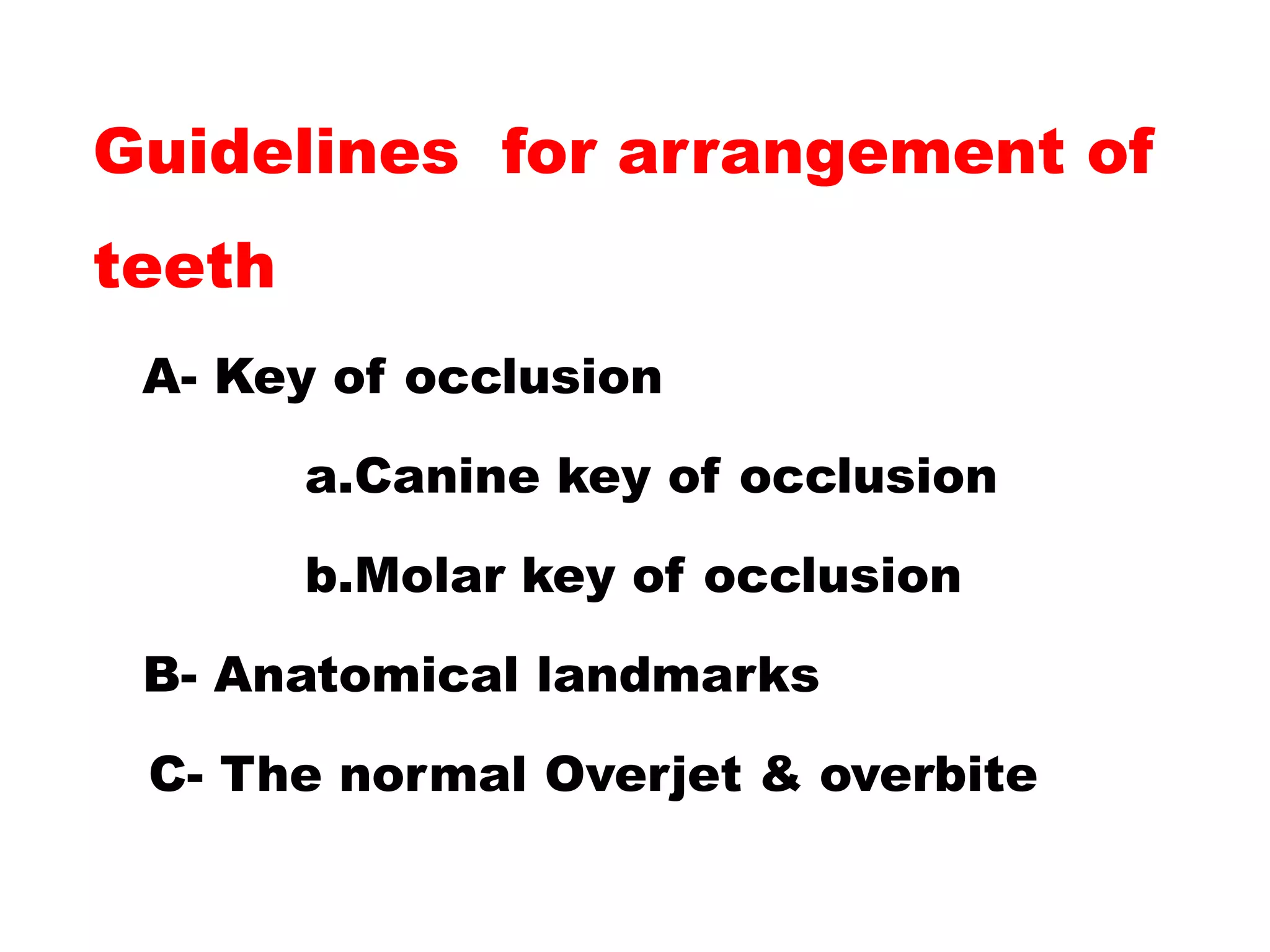 8 - setting of teeth for class I, II and II arch relation ship (Edited ...