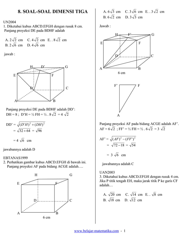 soal soal dimensi tiga | PDF