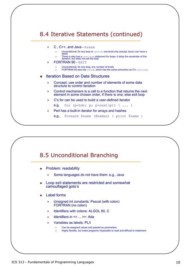 8 statement-level control structure | PDF | Programming Languages | Computing