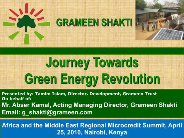 AMERMS Workshop 8: Microfinance for a Sustainable Environment (PPT by Grameen Shakti) | PPT ...