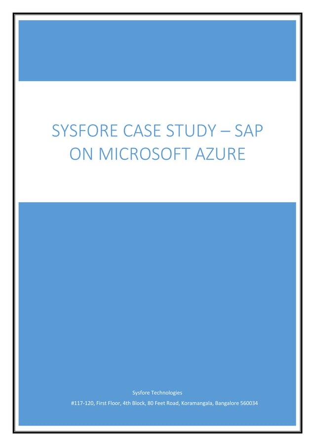SAP on Microsoft Azure - Case Study | Sysfore | PDF | Cloud Computing ...