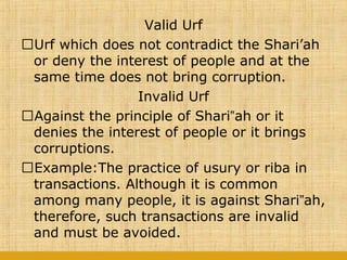 Introduction to Usul Fiqh :Uruf as a source of law | PPT