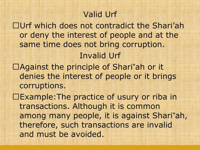 Introduction to Usul Fiqh :Uruf as a source of law | PPT