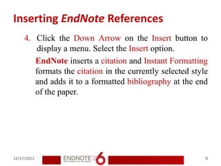 8 using end note while writing a paper in microsoft word | PPT