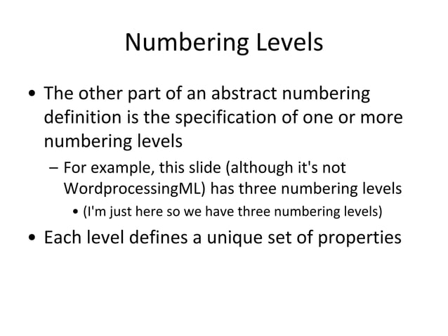 8 wordprocessing ml subject - numbering | PPT