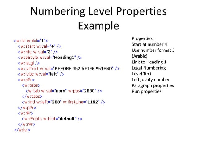 8 wordprocessing ml subject - numbering | PPT