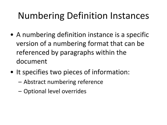 8 wordprocessing ml subject - numbering | PPT