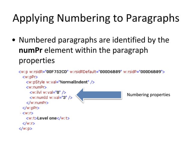 8 wordprocessing ml subject - numbering | PPT