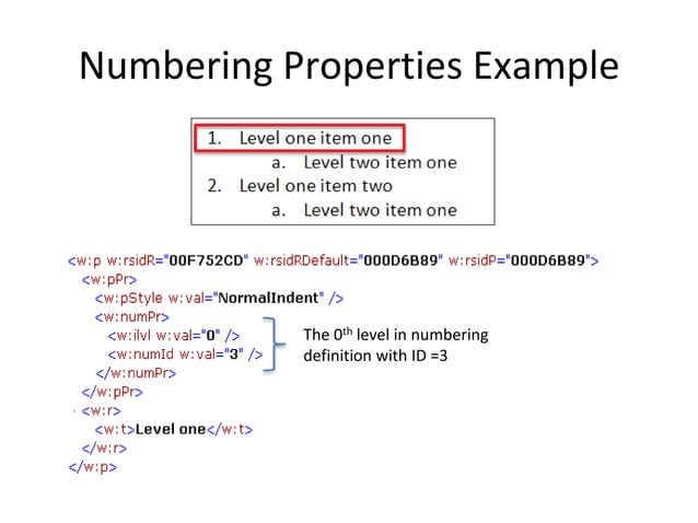 8 wordprocessing ml subject - numbering | PPT