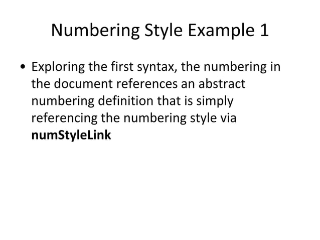 8 wordprocessing ml subject - numbering | PPT