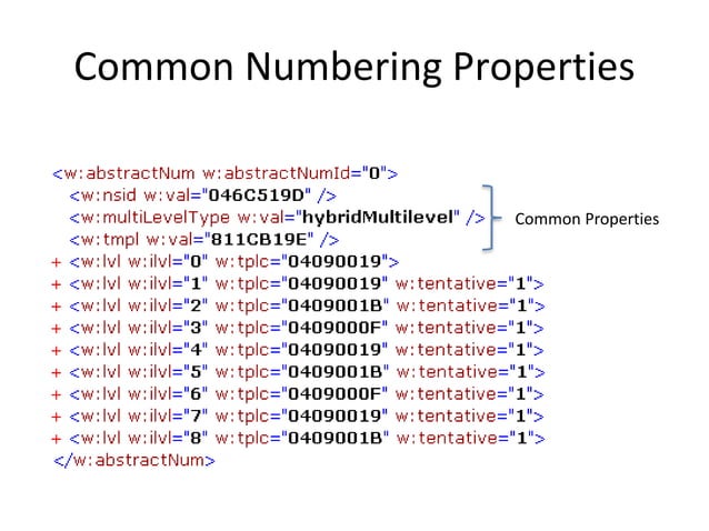 8 wordprocessing ml subject - numbering | PPT