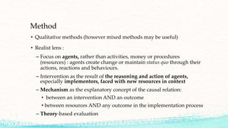 Looking at implementation: how useful is realist evaluation? | PDF ...