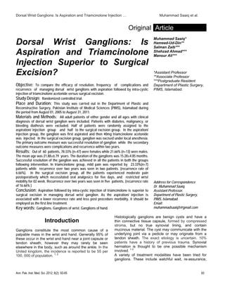 Wrist ganglion | PDF