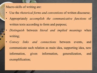 ASSESSMENT: WRITING COMPREHENSION ASSESSMENT | PPT