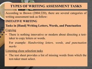 ASSESSMENT: WRITING COMPREHENSION ASSESSMENT | PPT