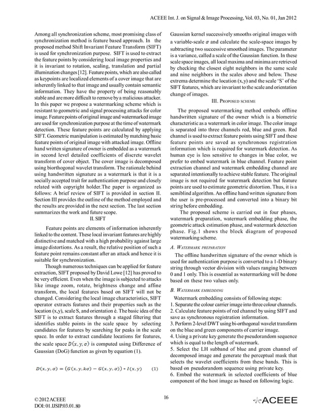 Rotation Scale Invariant Semi Blind Biometric Watermarking Technique for Colour Image | PDF