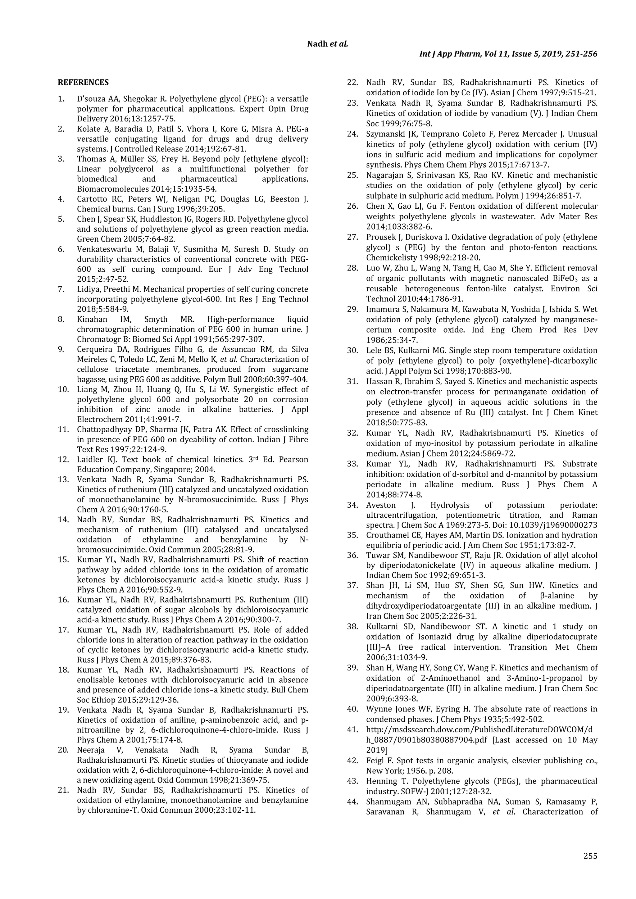 PERIODATE OXIDATION OF PEG–600, AN ESSENTIAL PHARMACEUTICAL POLYMER | PDF