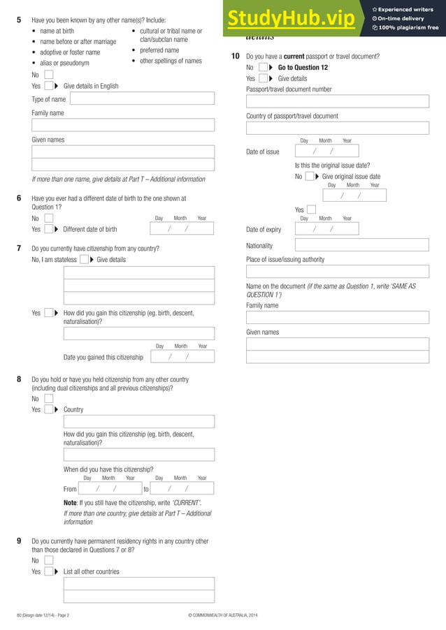 80 - Personal Particulars For Assessment Including Character Assessment ...