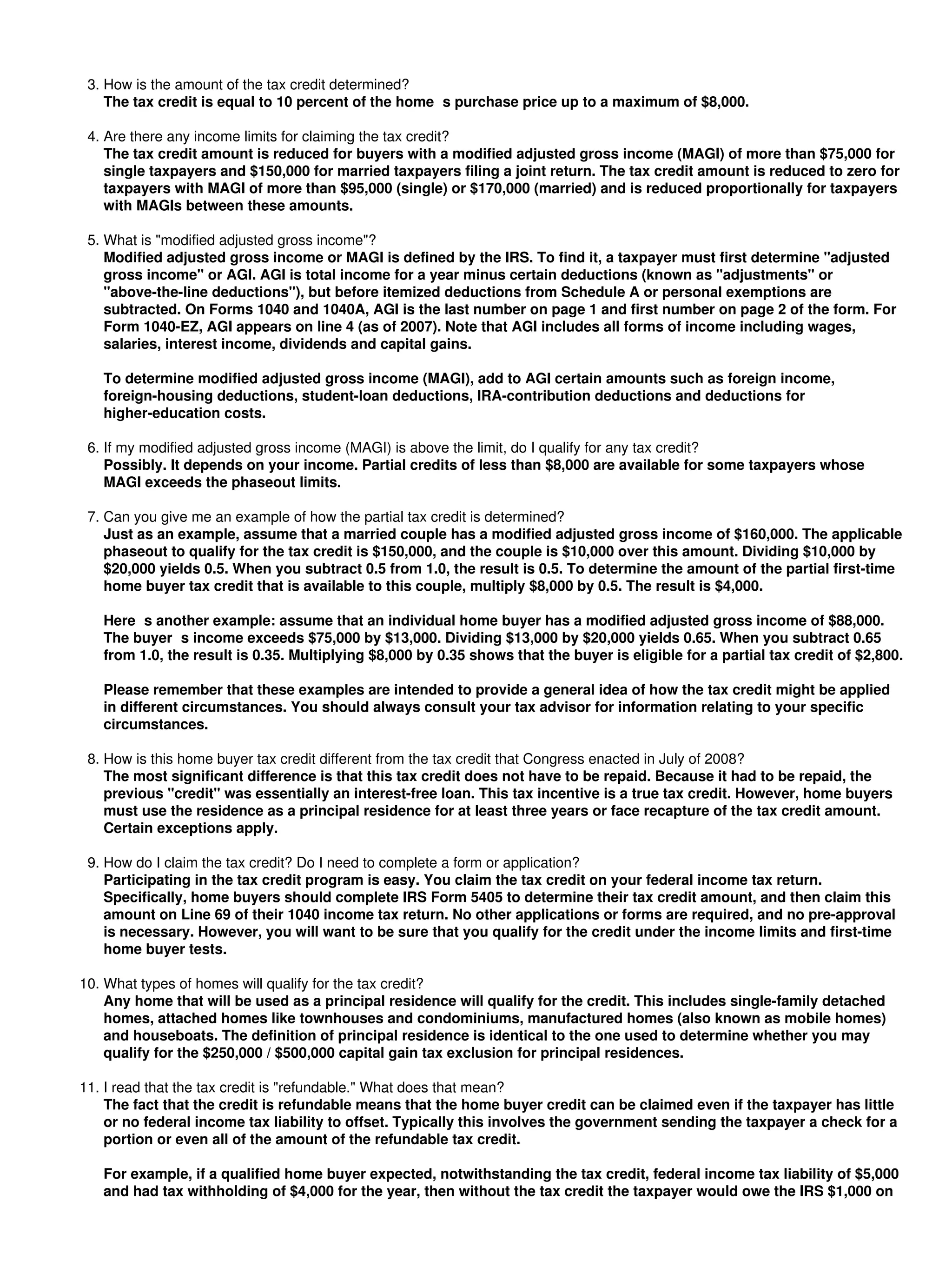 $8000 Fthb Tax Credit | PDF