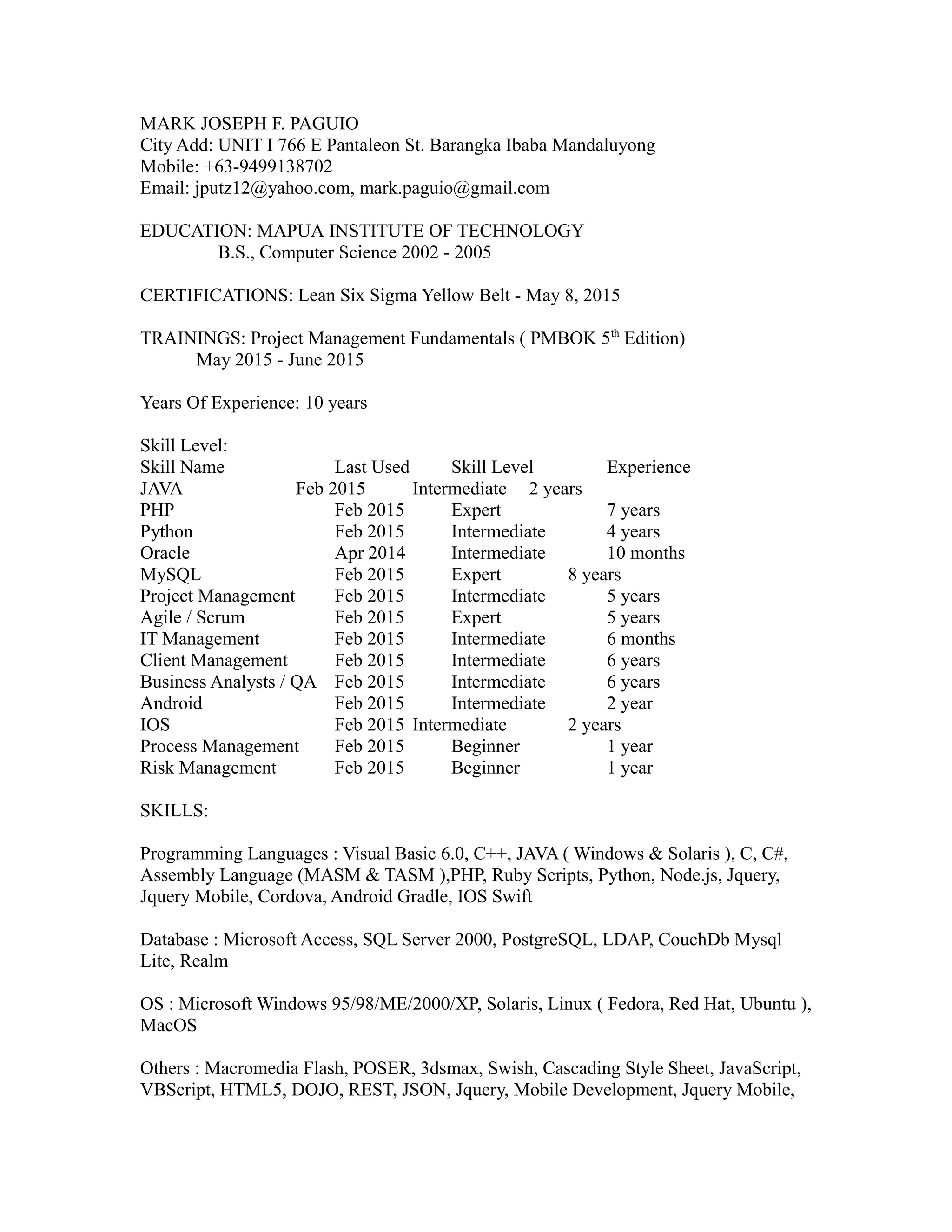 mjpaguio-resume | DOC