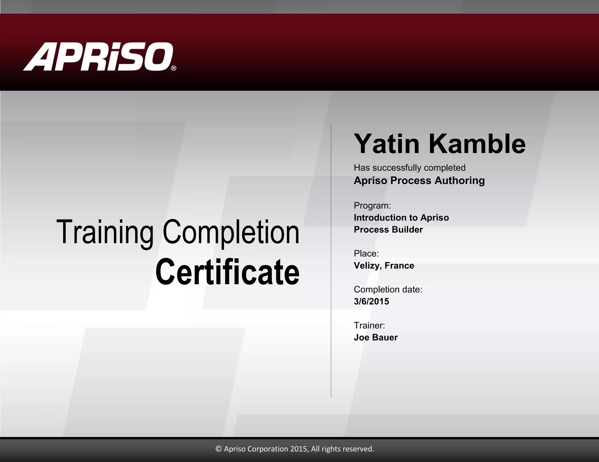 Apriso Process Authoring - Yatin Kamble | PDF